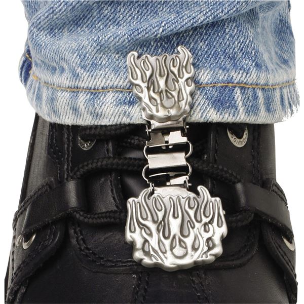 Ryder Clips Flames Laced Boot To Pants Clips | ChapMoto.com